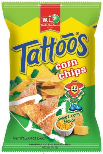 TATTOOS CORN CHIPS SWEET CORN 58G – Magic Star Supermarket